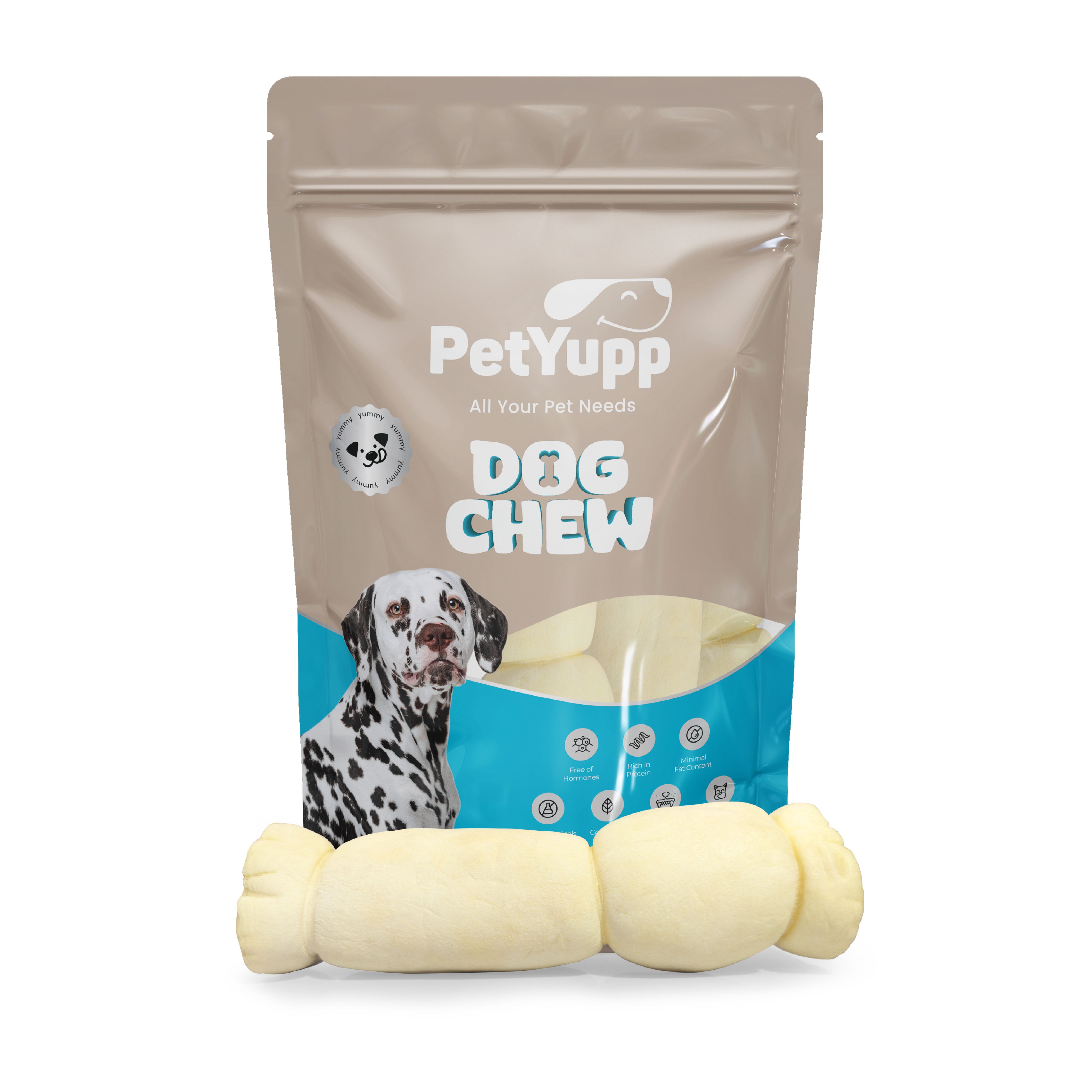 100% Natural Water Buffalo Cheek Roll Dog Chew - Pack of 5 Count, 6 In
